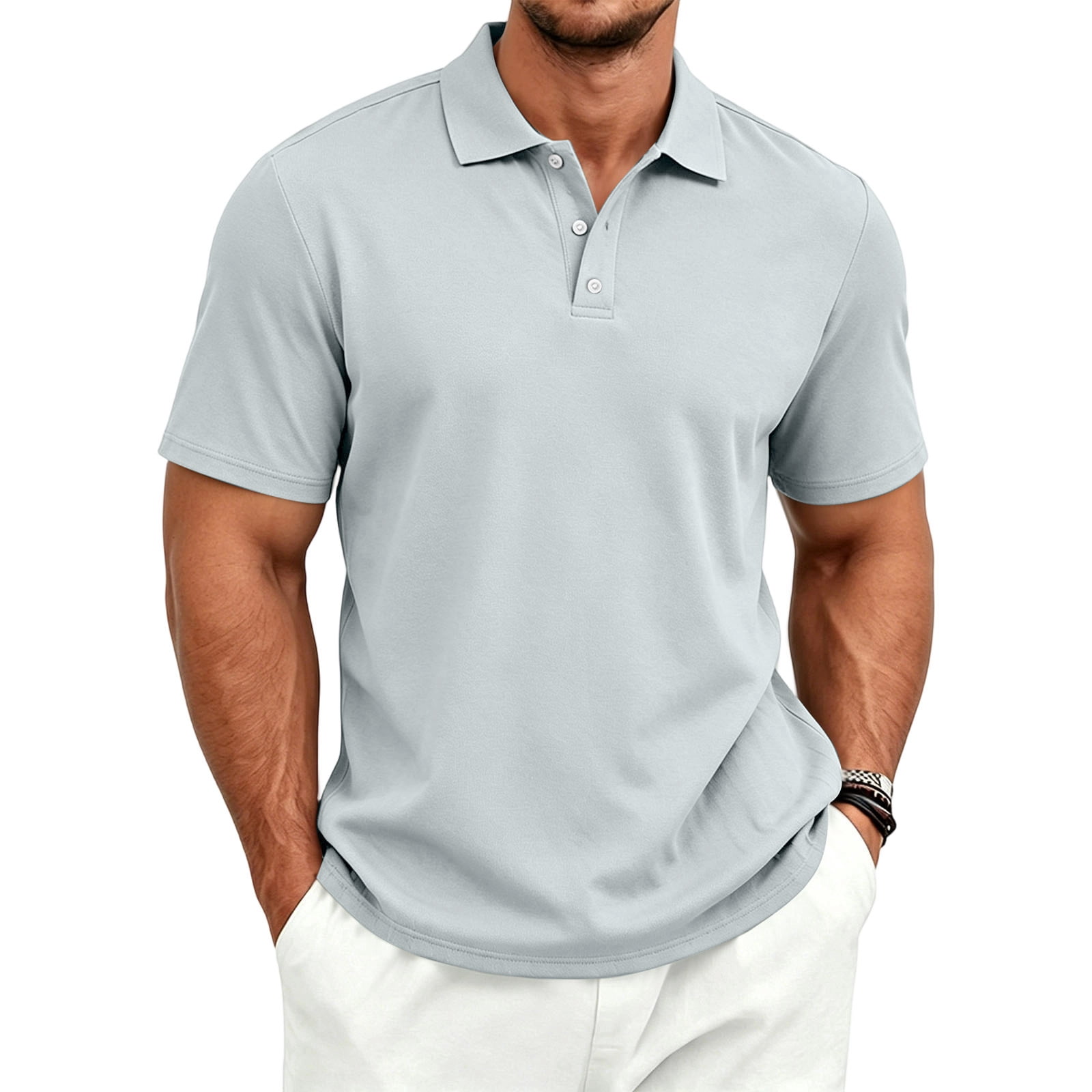 Boyscolos Men's Moisture Wicking Performance Cotton Short Sleeve Polo ...