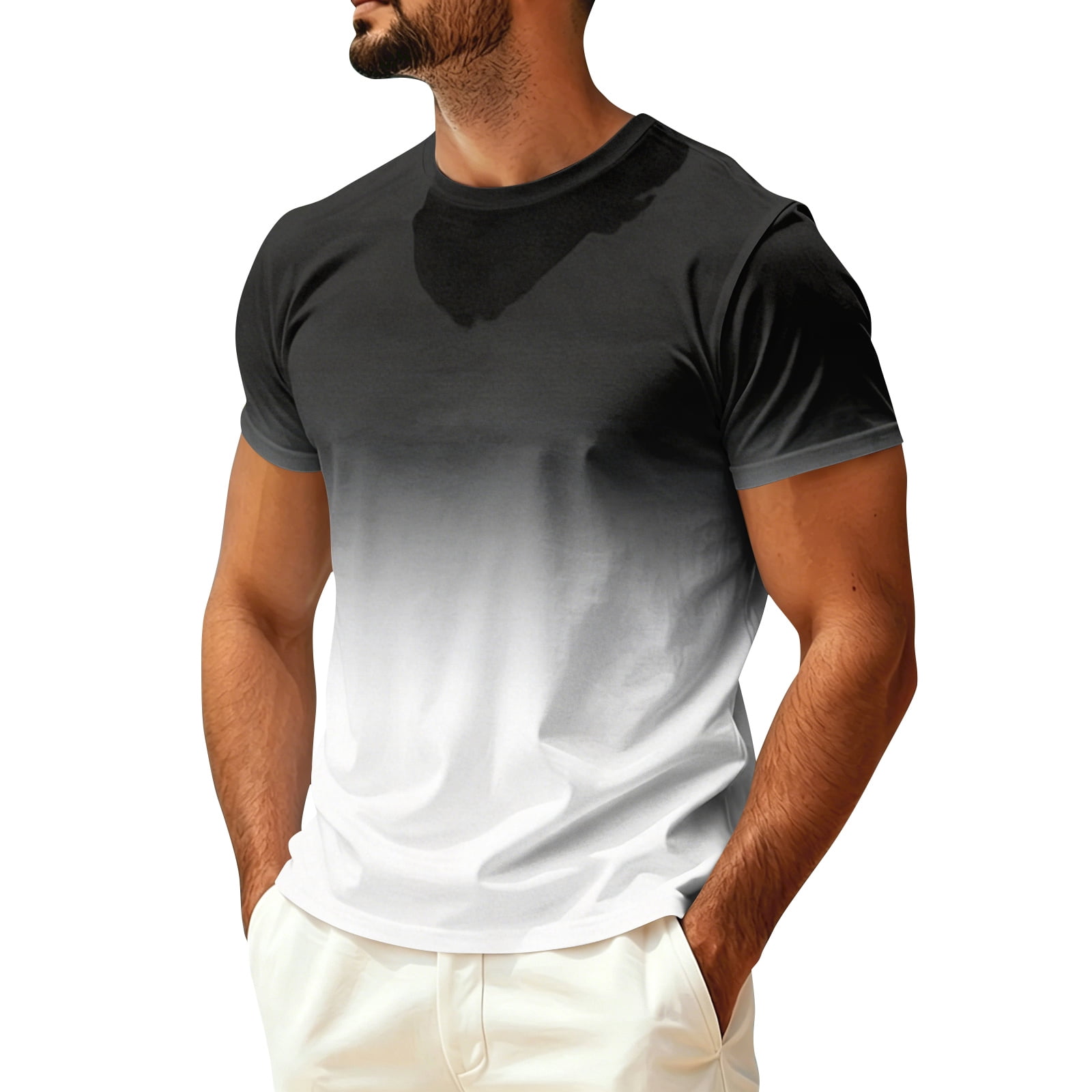 Boyscolos Men's Round Neck Ice Silk Short Sleeve T-Shirt, Quick Dry Sun ...