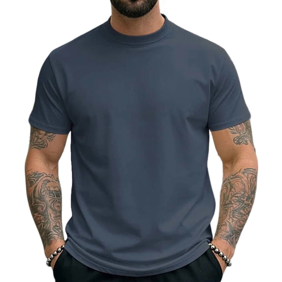 Boyscolos Men's Solid Color Crew Neck Short Sleeve Basic T-Shirts ...