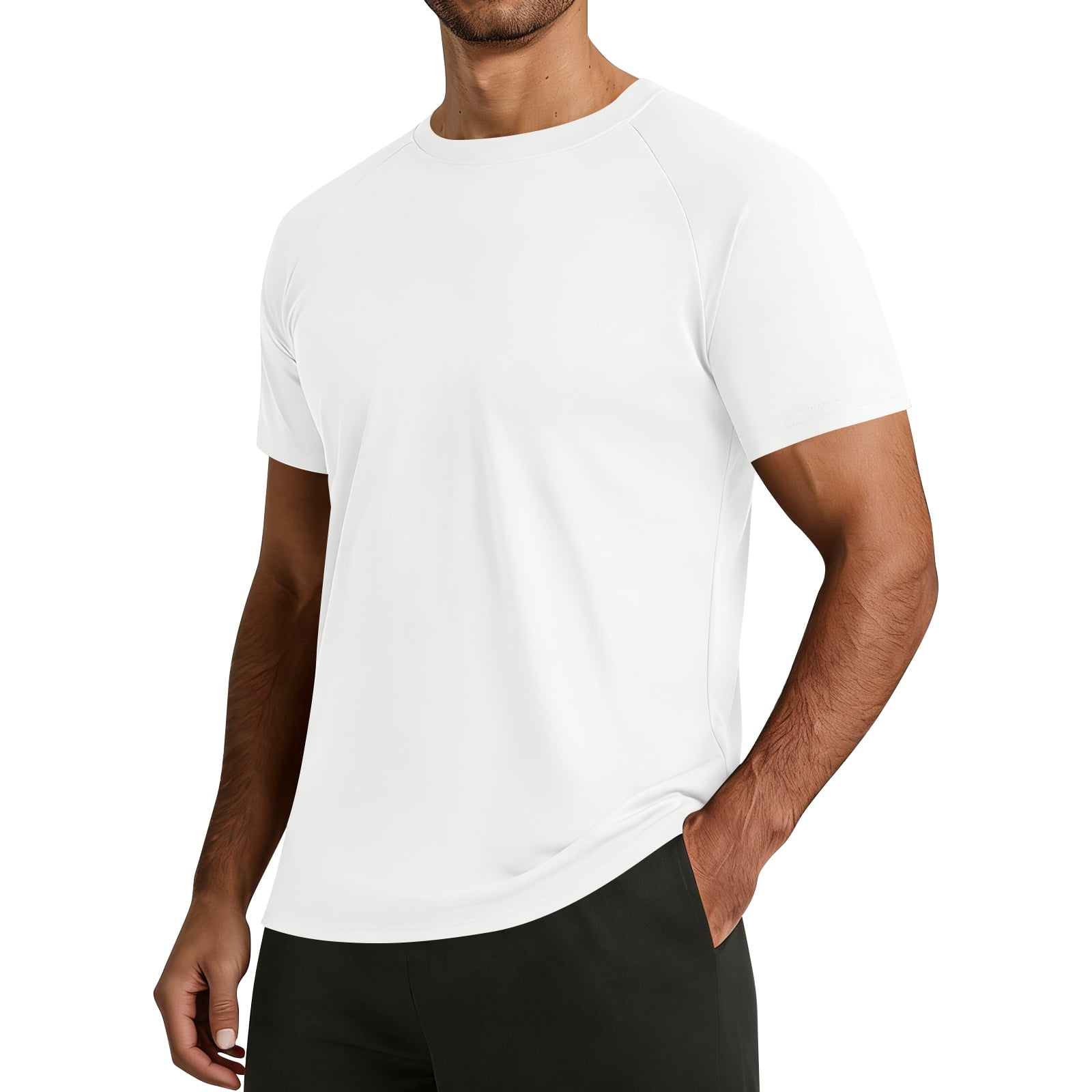 Boyscolos Men's Solid Color Crew Neck Short Sleeve T-Shirts, Quick Dry ...