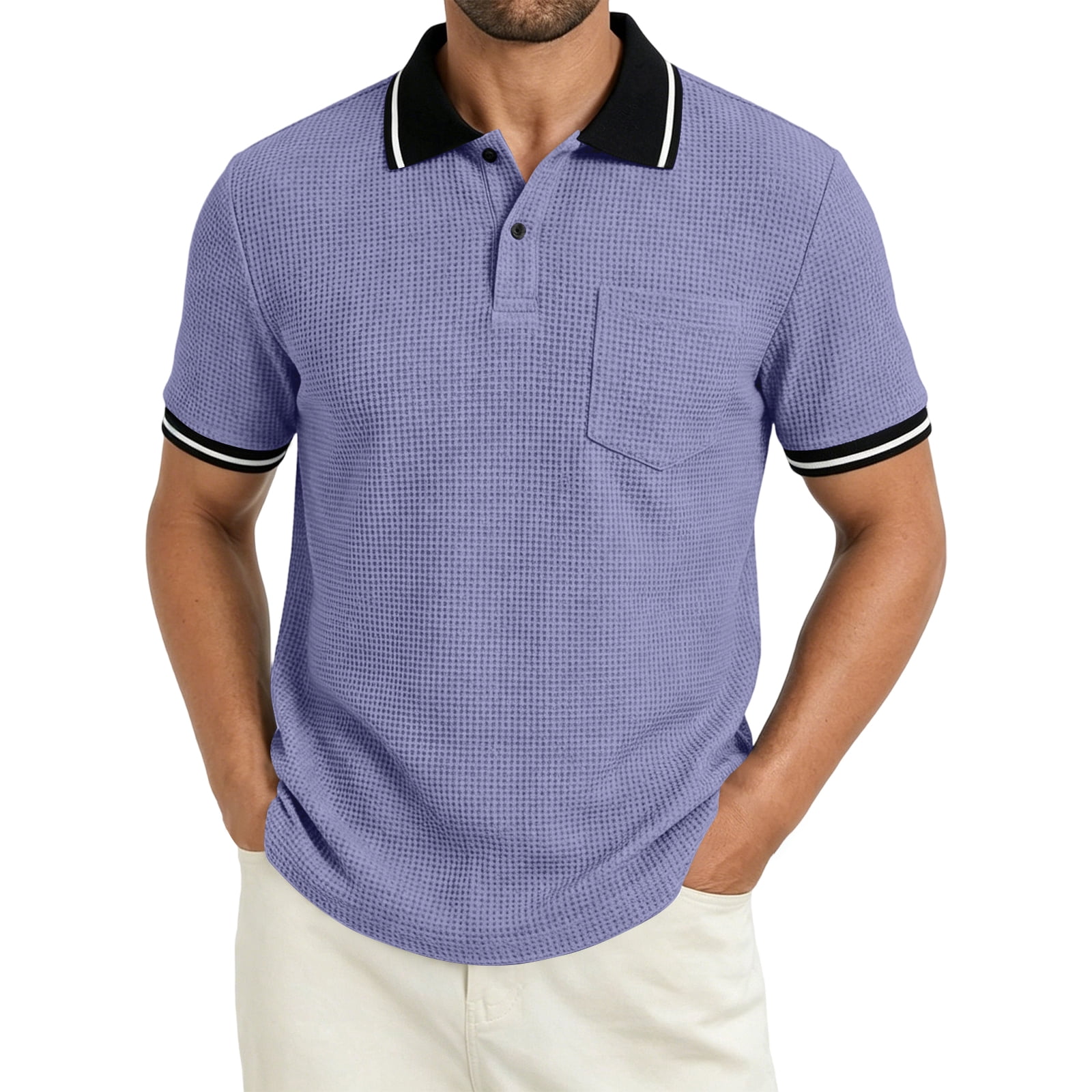 Boyscolos Men's Waffle Knit Moisture Wicking Short Sleeve Polo Shirts ...