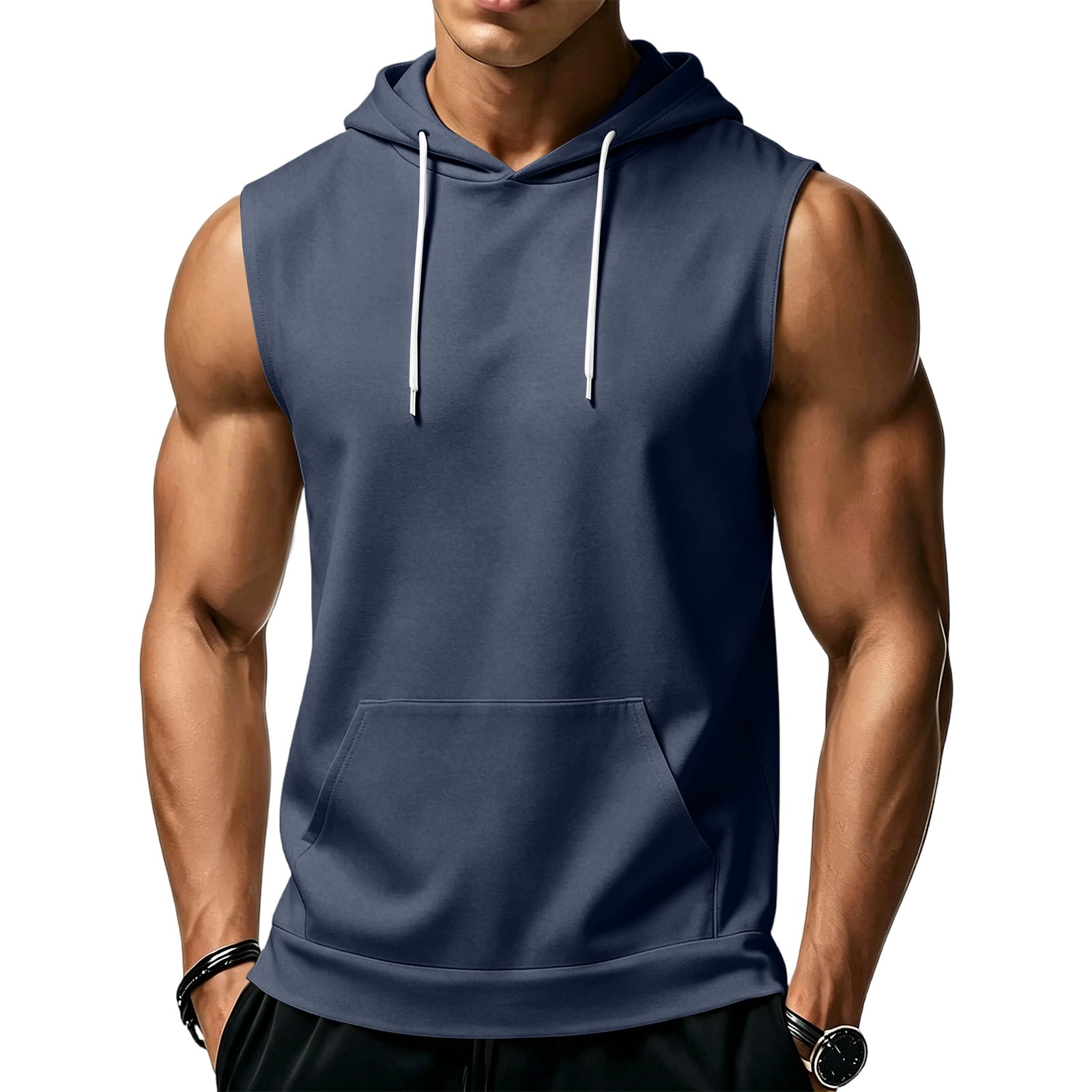 Boyscolos Men's Workout Hooded Tank Tops Sleeveless Gym Training ...