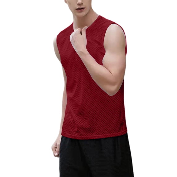 Boyscolos Men's Workout Tank Top Sleeveless Mesh Out Muscle Crew Neck ...