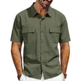 Boyscolos Mens Cargo Shirts Button Down Short Sleeve Summer Shirt ...