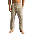 Boyscolos Mens Casual Linen Pants Loose Fit Elastic Drawstring Waist ...
