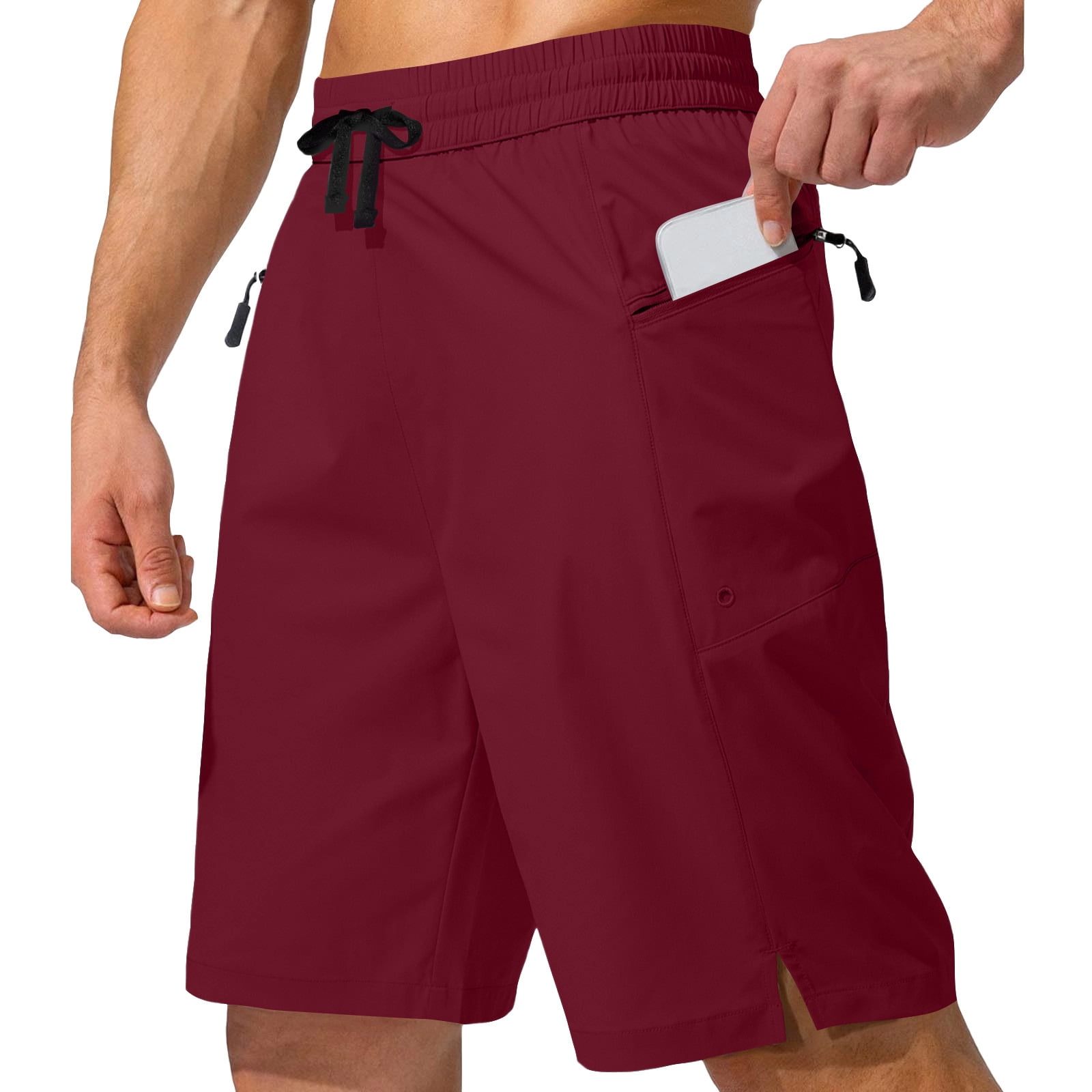 Boyscolos Mens Drawstring Board Shorts Swimwear with Zipper Pockets No ...