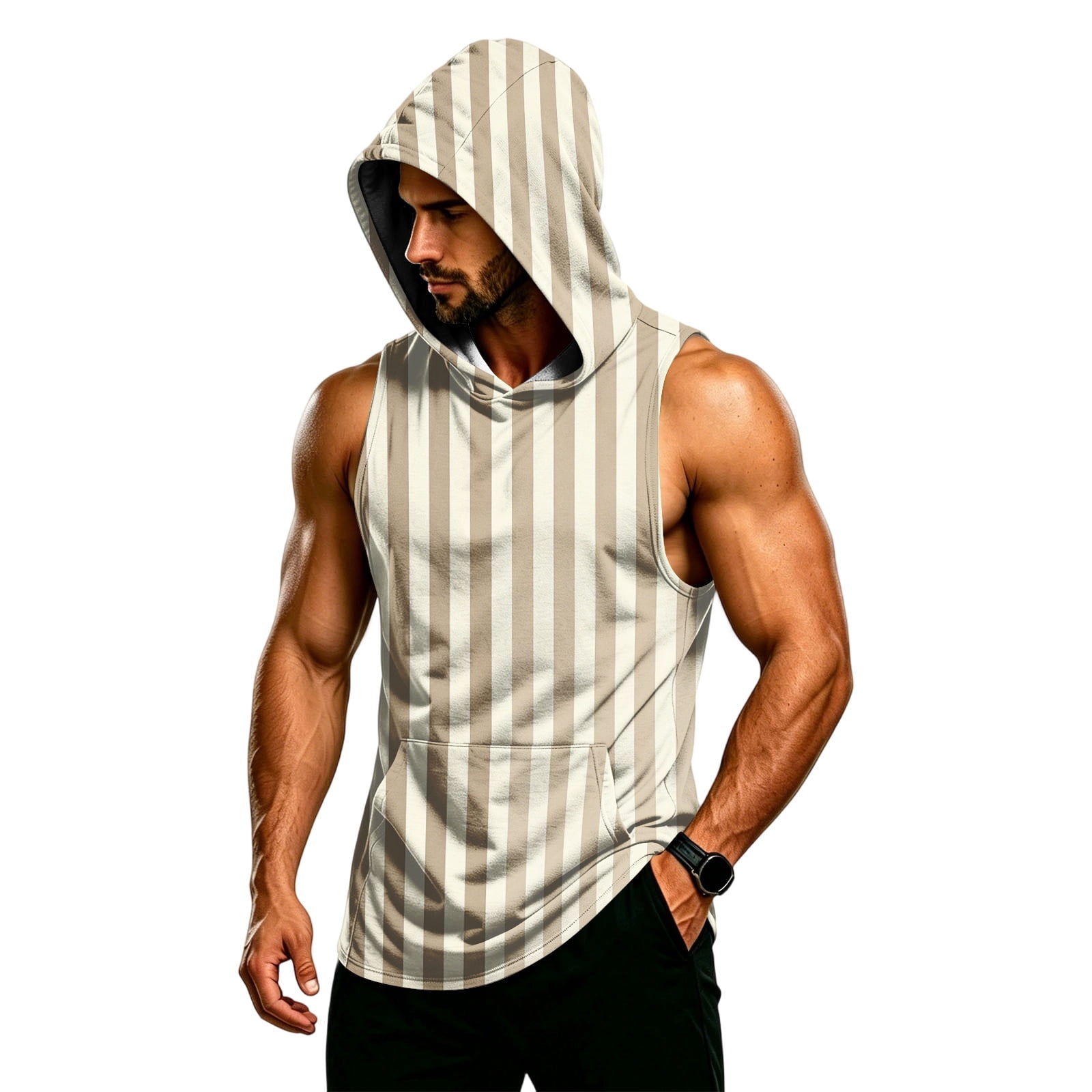 Boyscolos Mens Hooded Tank Tops Sleeveless Gym Vest Muscle Fit Workout ...