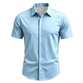 Boyscolos Mens Slim Fit Shirt Short Sleeve Button Down Dress Shirt ...
