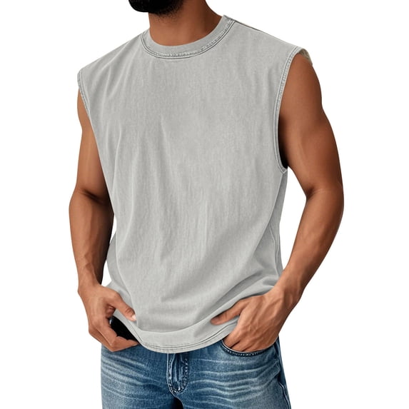 Boyscolos Mens Vintage Sleeveless Tank Tops Loose Fit Fashion Simple T ...