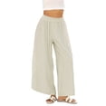 Boyscolos Women Striped Wide Leg Pants Summer Casual Elastic Waisted ...