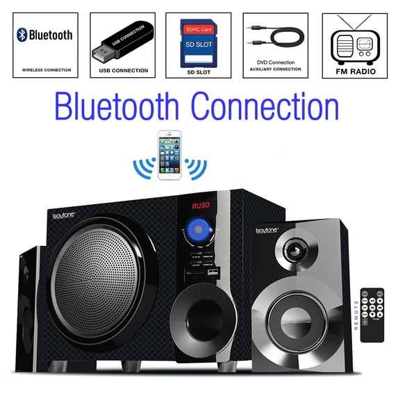 Boytone BT-215FD Wireless Bluetooth Home Stereo System, 55W, FM Radio ...