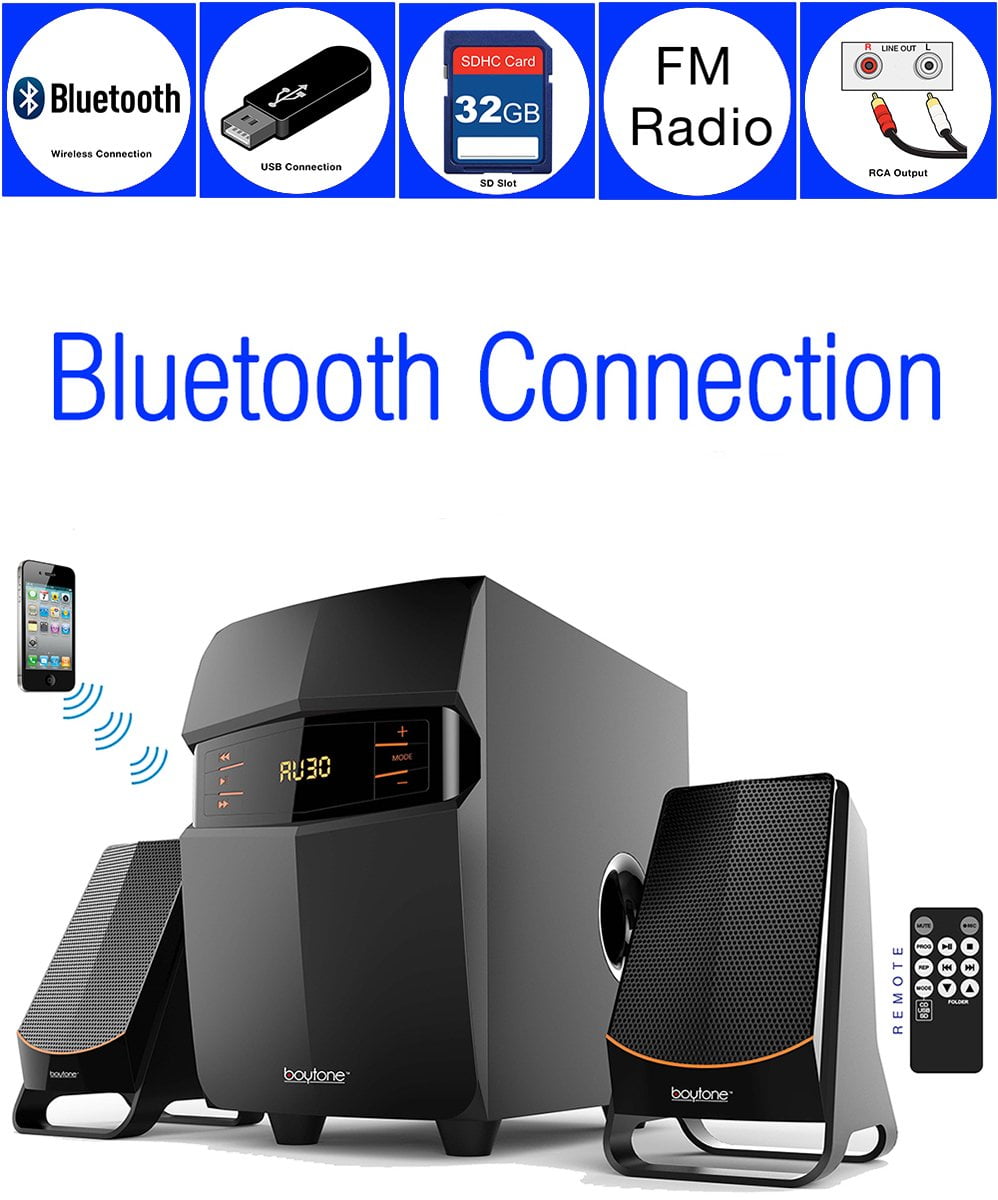 Boytone BT-3685F Wireless Bluetooth 2.1 Speaker System FM radio Remote ...