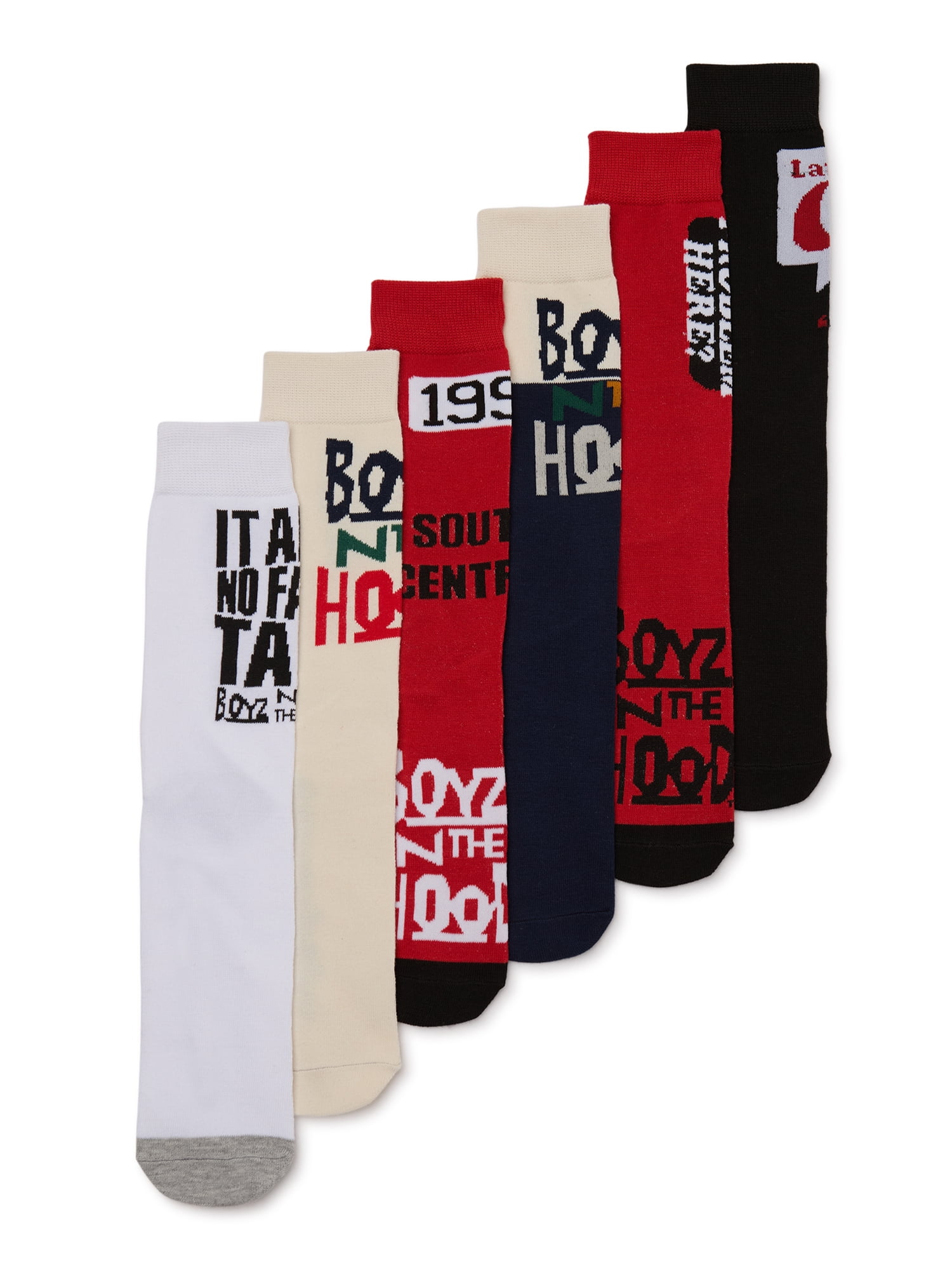 License Boyz N the Hood Graphic Crew Socks 6-Pack Comfortable Polyester ...