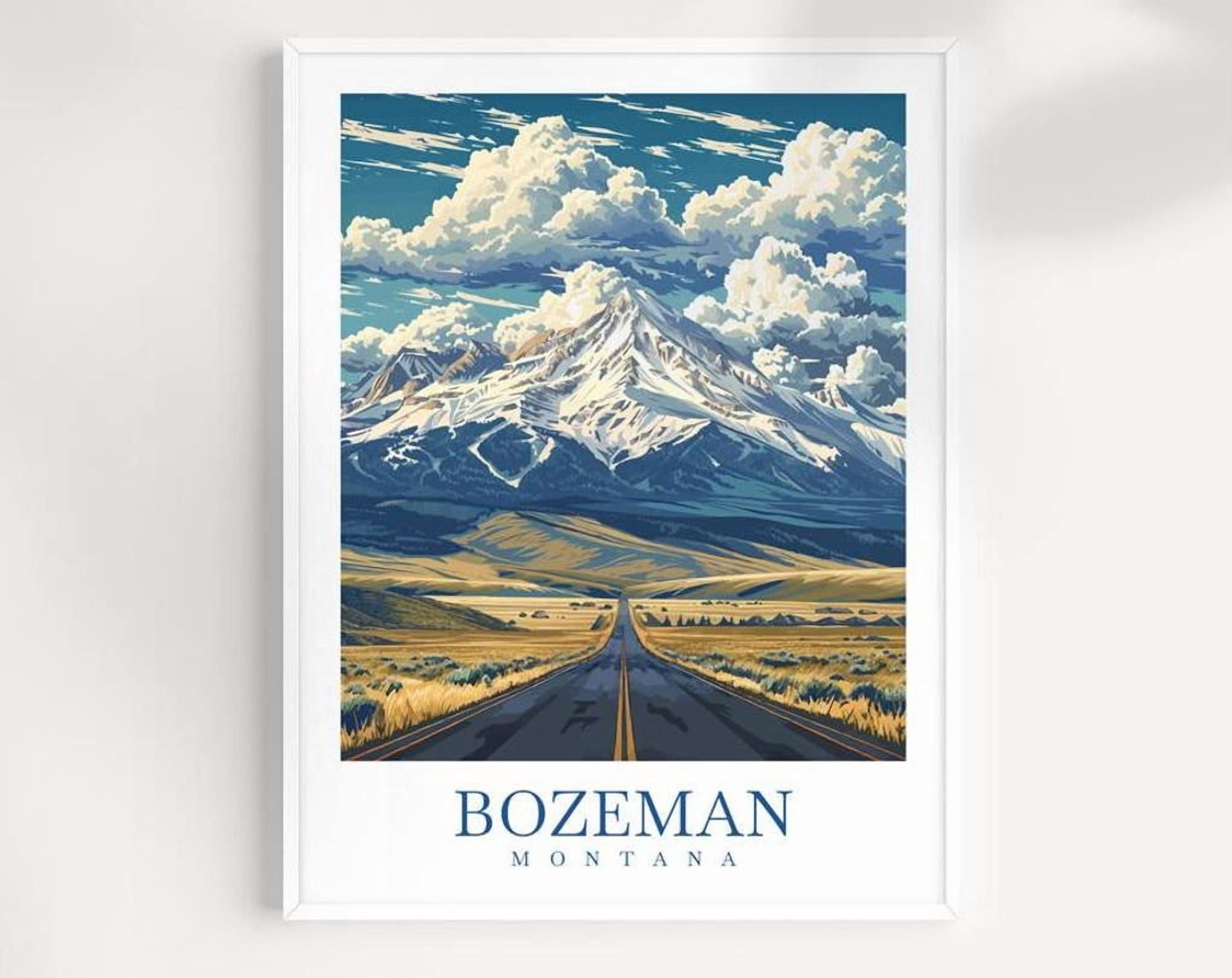 Bozeman Road Travel Print Montana Wall Art Bozeman Wall Hanging Home ...