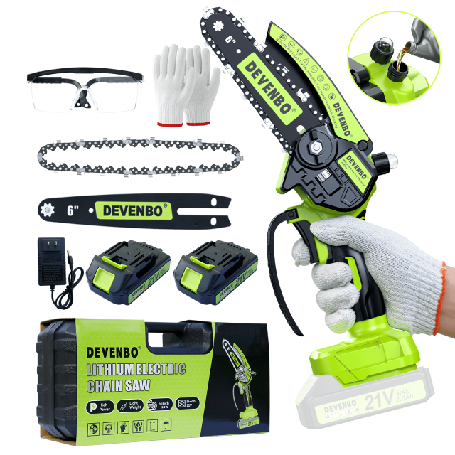 Bozer Mini Chainsaw, 6 Inch Cordless, 21 V Battery Powered, Small Hand ...