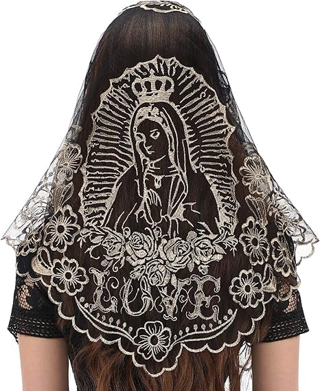 Bozidol Triangle Church Head Covering - Madonna Camellia Embroidered ...