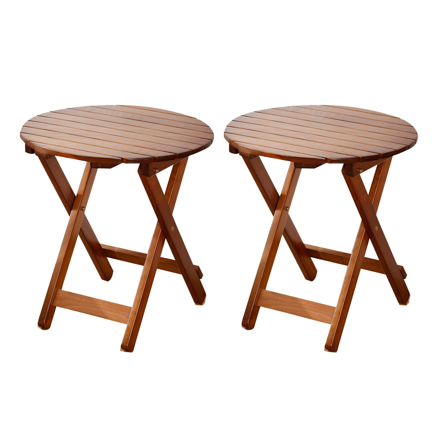 BplusZ Wooden Adirondack Portable Folding Side Table Round Set of 2 ...