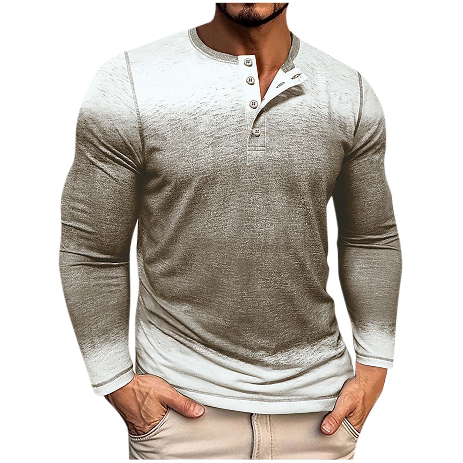 Bpmpbo Long Sleeve Henley Shirts for Men Classic Basic Button T Shirt Lightweight Fashion ...