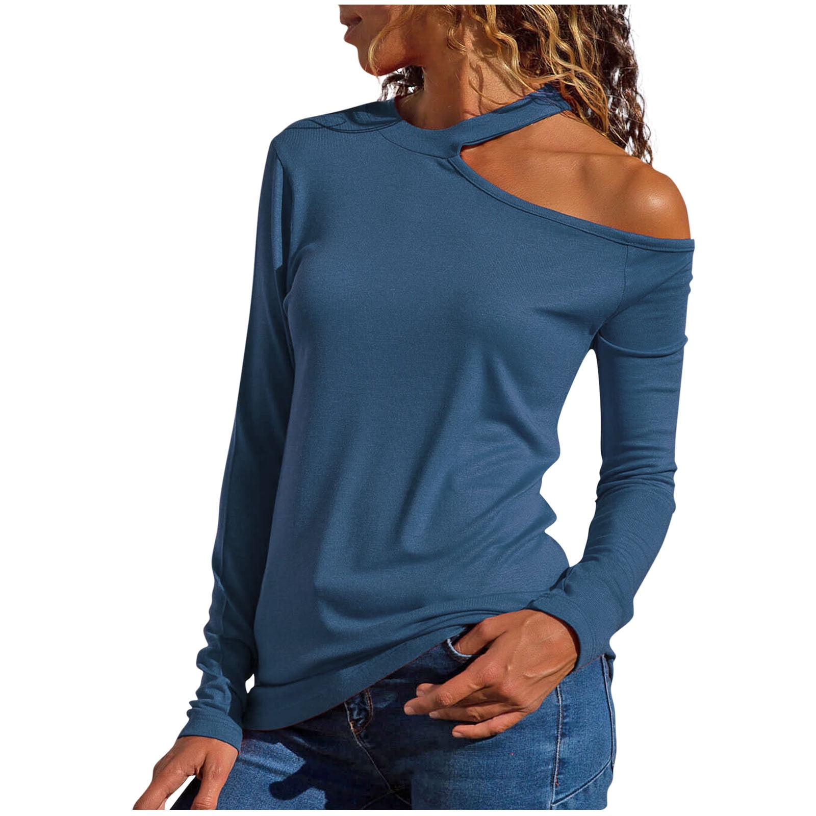 Bpmpbo Long Sleeve Shirts for Women Basic Crop Tops Fall Fashion Casual ...