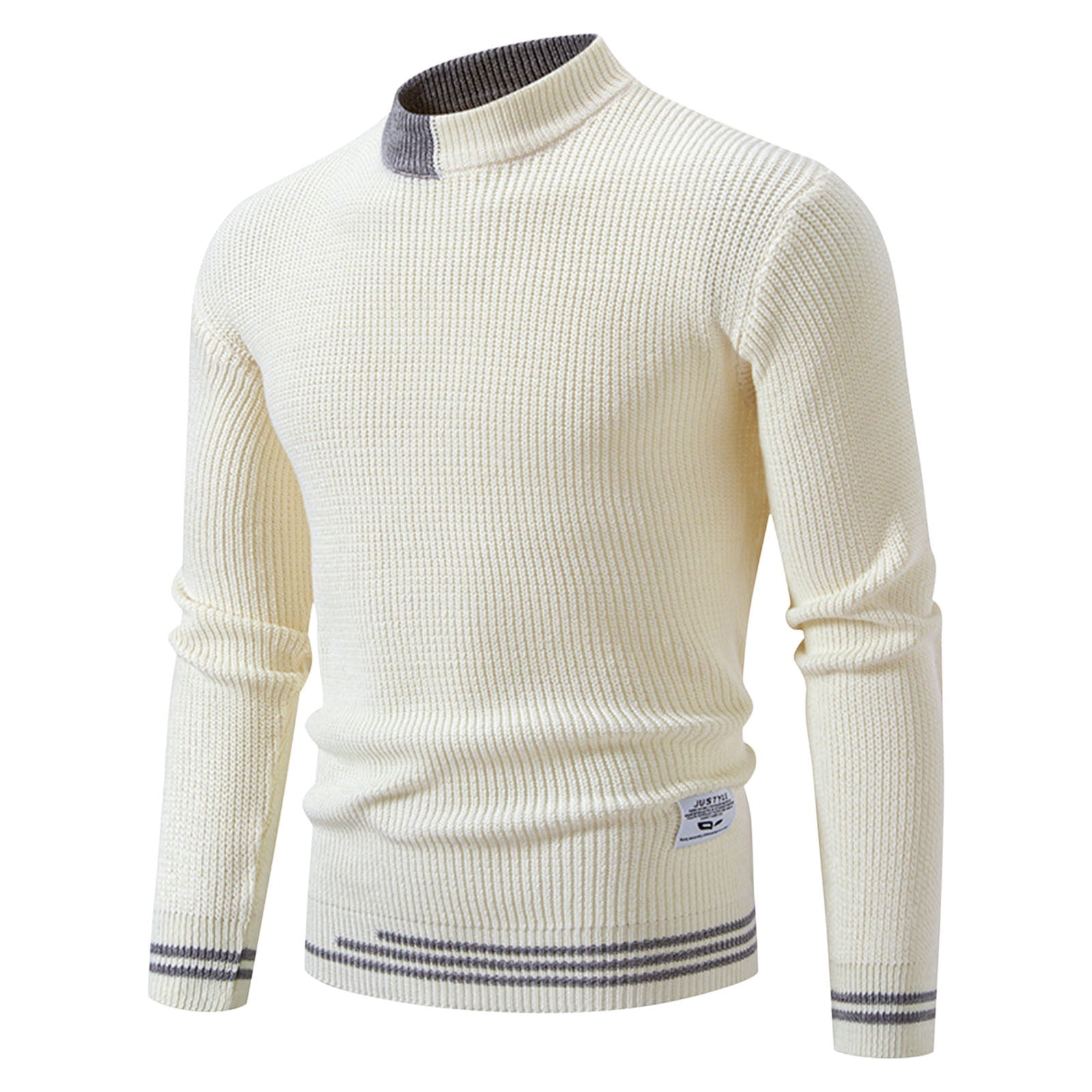 Bpmpbo Men's Mock Neck Sweater Slim Fit Ribbed Knit Pullover Solid ...