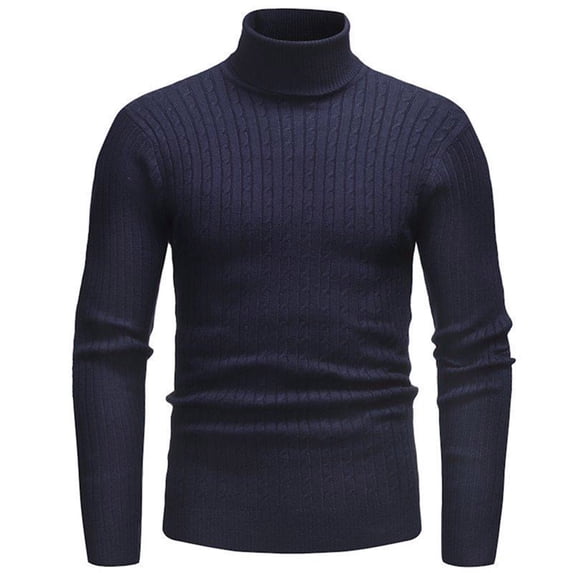 Bpmpbo Men's Solid Color Button Turtleneck Sweater Fall Winter Warm ...