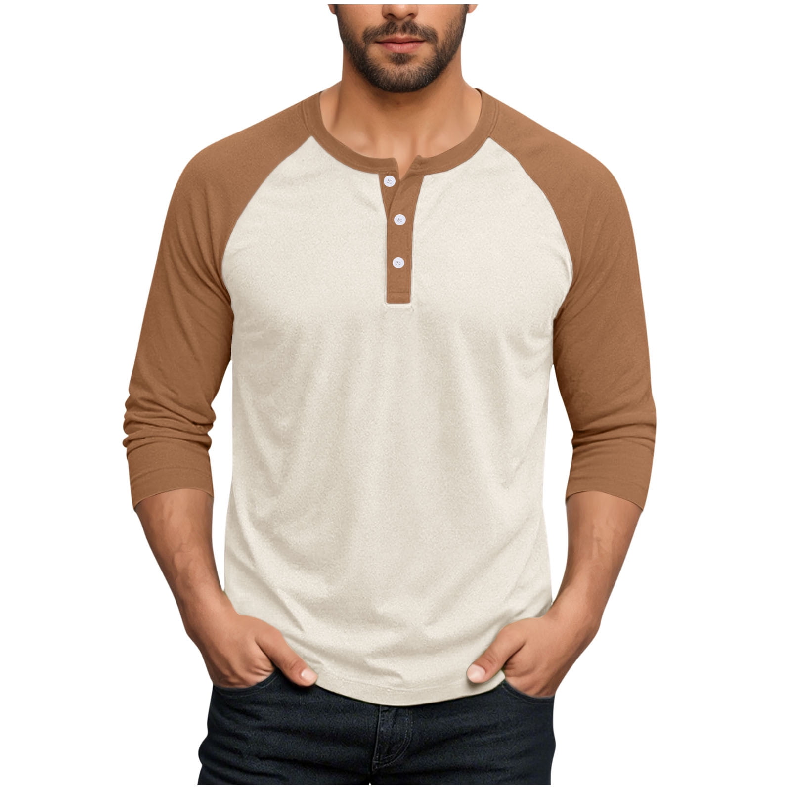 Bpmpbo Mens Henley Shirt Casual Long Sleeve Lightweight Button T-Shirts ...