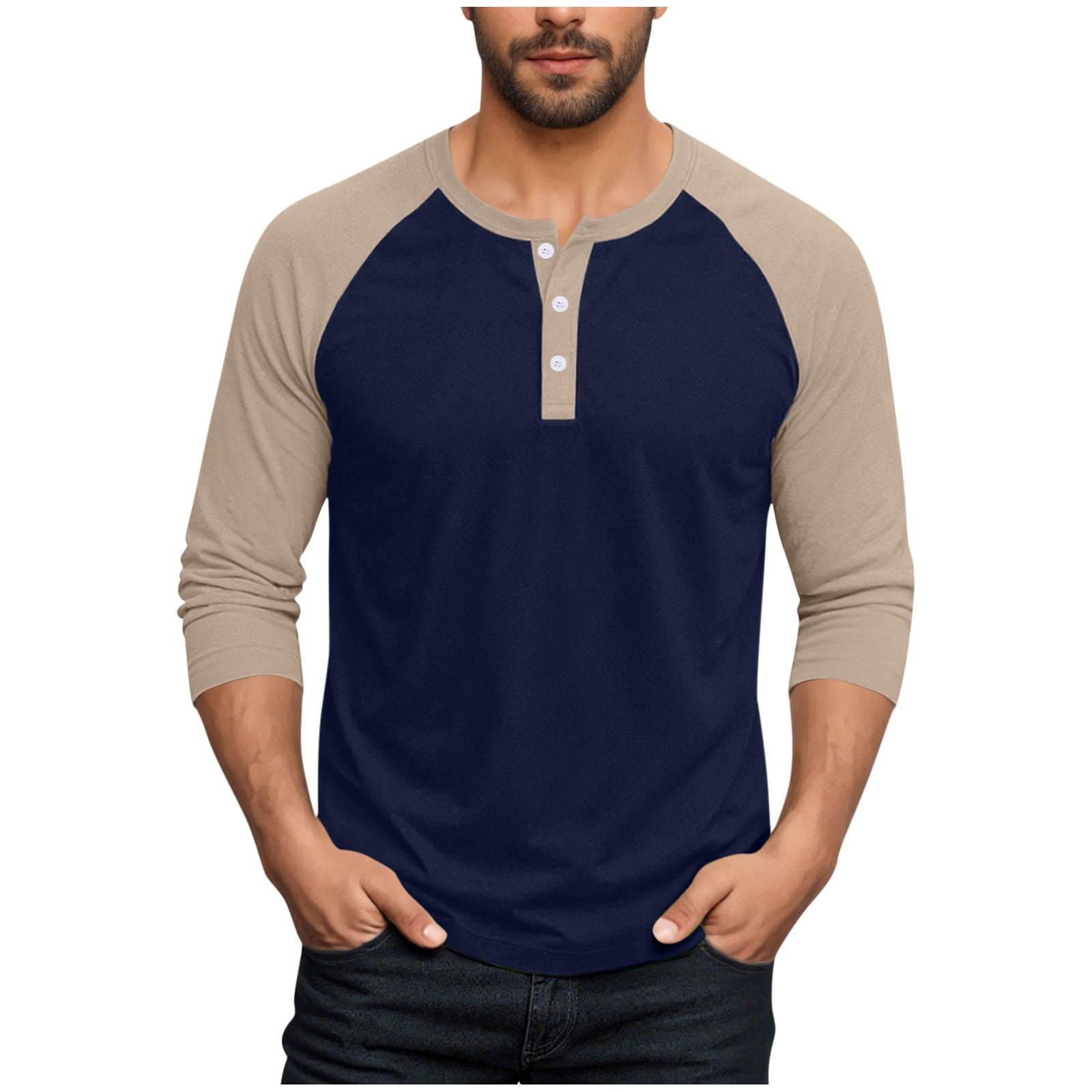 Bpmpbo Mens Henley Shirt Casual Long Sleeve Lightweight Button T-Shirts ...