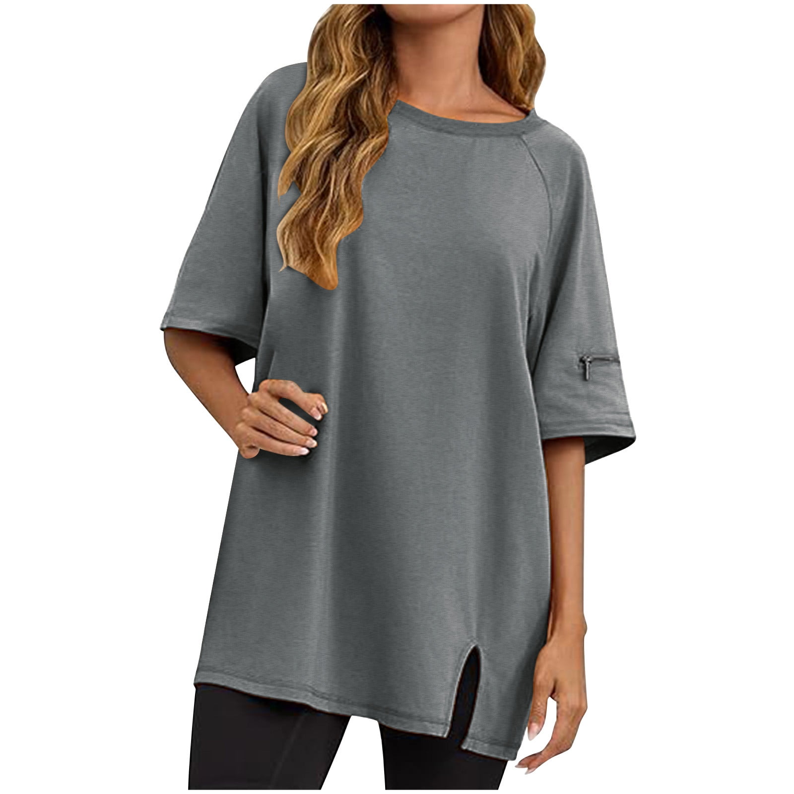 Bpmpbo Tops for Women Trendy,Women's Loose Casual Solid Color Sleeve ...