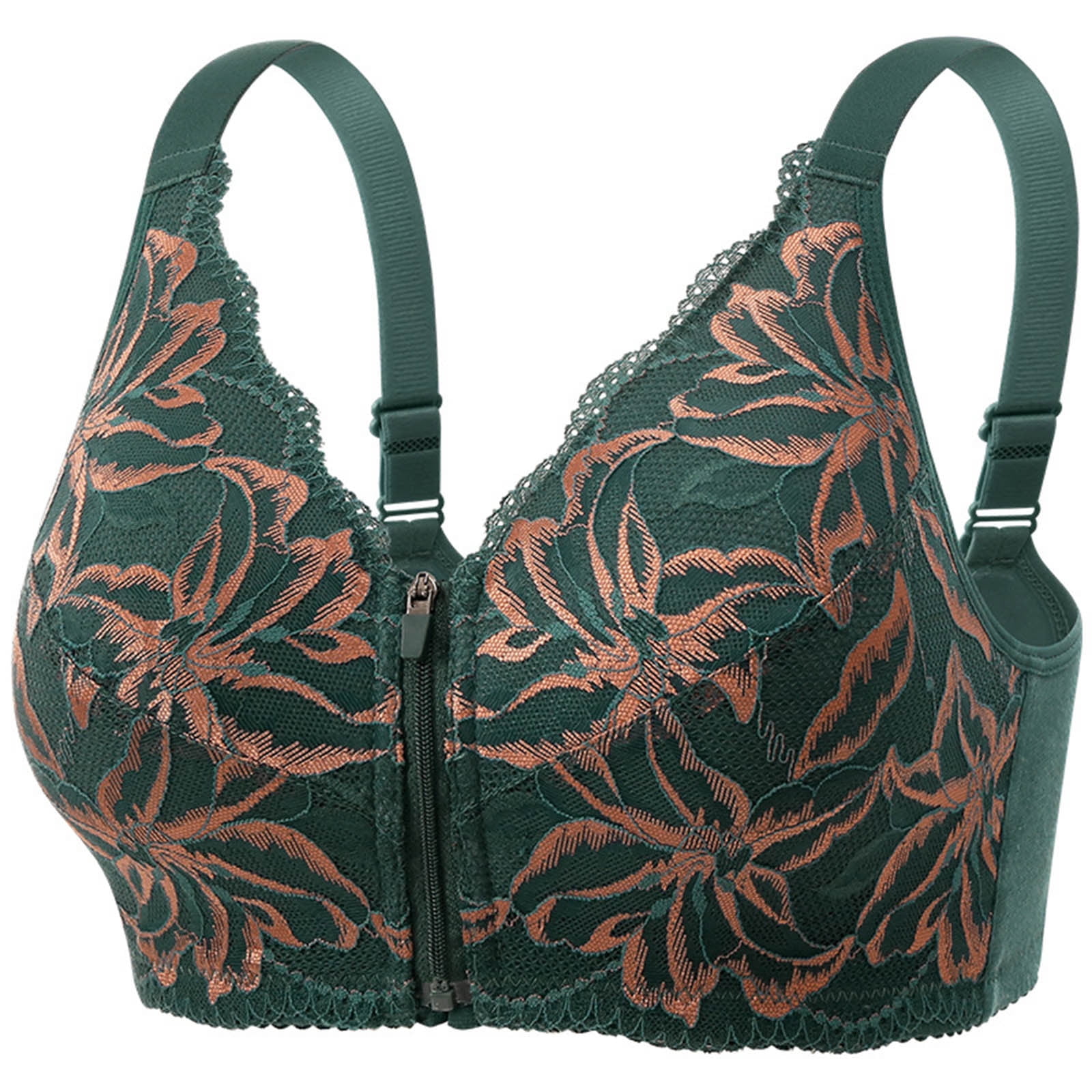 Bpmpbo Woman's Front Buckle Bra Front Zip Bra Print Embroidery Fashion ...