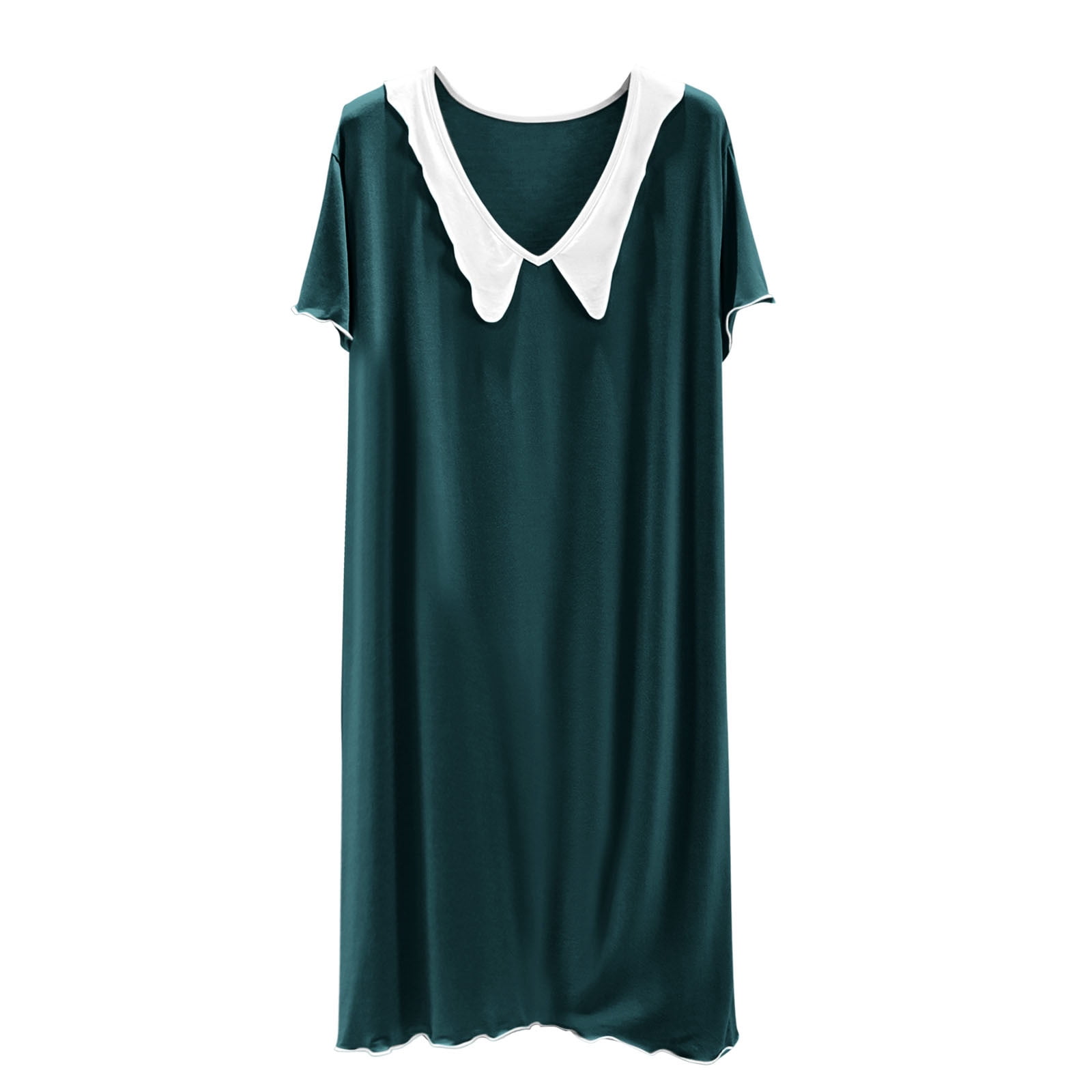 Bpmpbo Women's Nightgown Short Sleeve Sleepshirt V Neck Solid Color ...