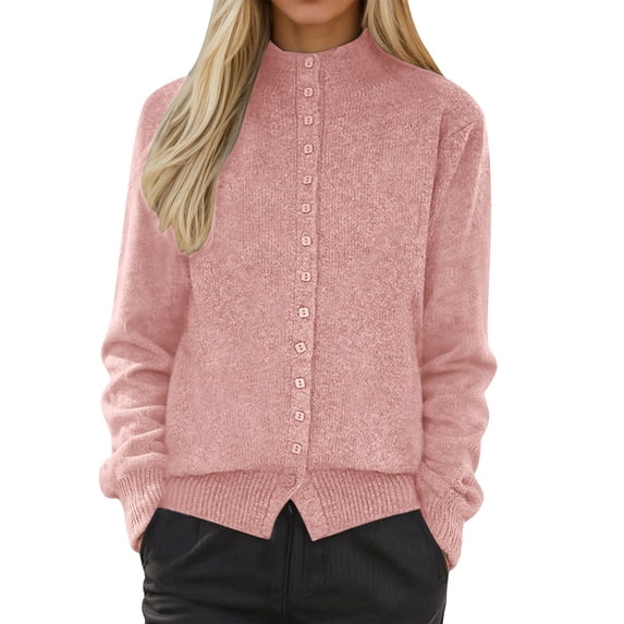 Bpmpbo Women's Solid Color High Neck Cardigan Oversized Long Sleeve ...