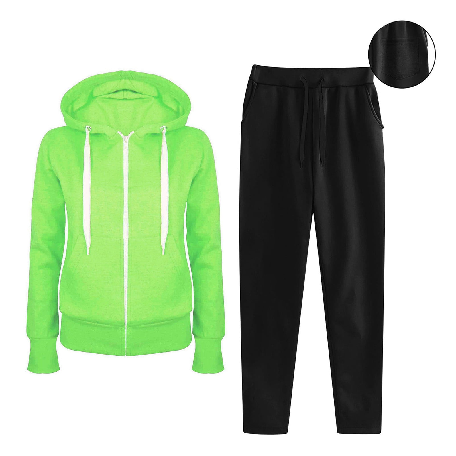 Bpmpbo Women's Zip Up Hoodie and Pants Set Solid Color Tracksuit with ...