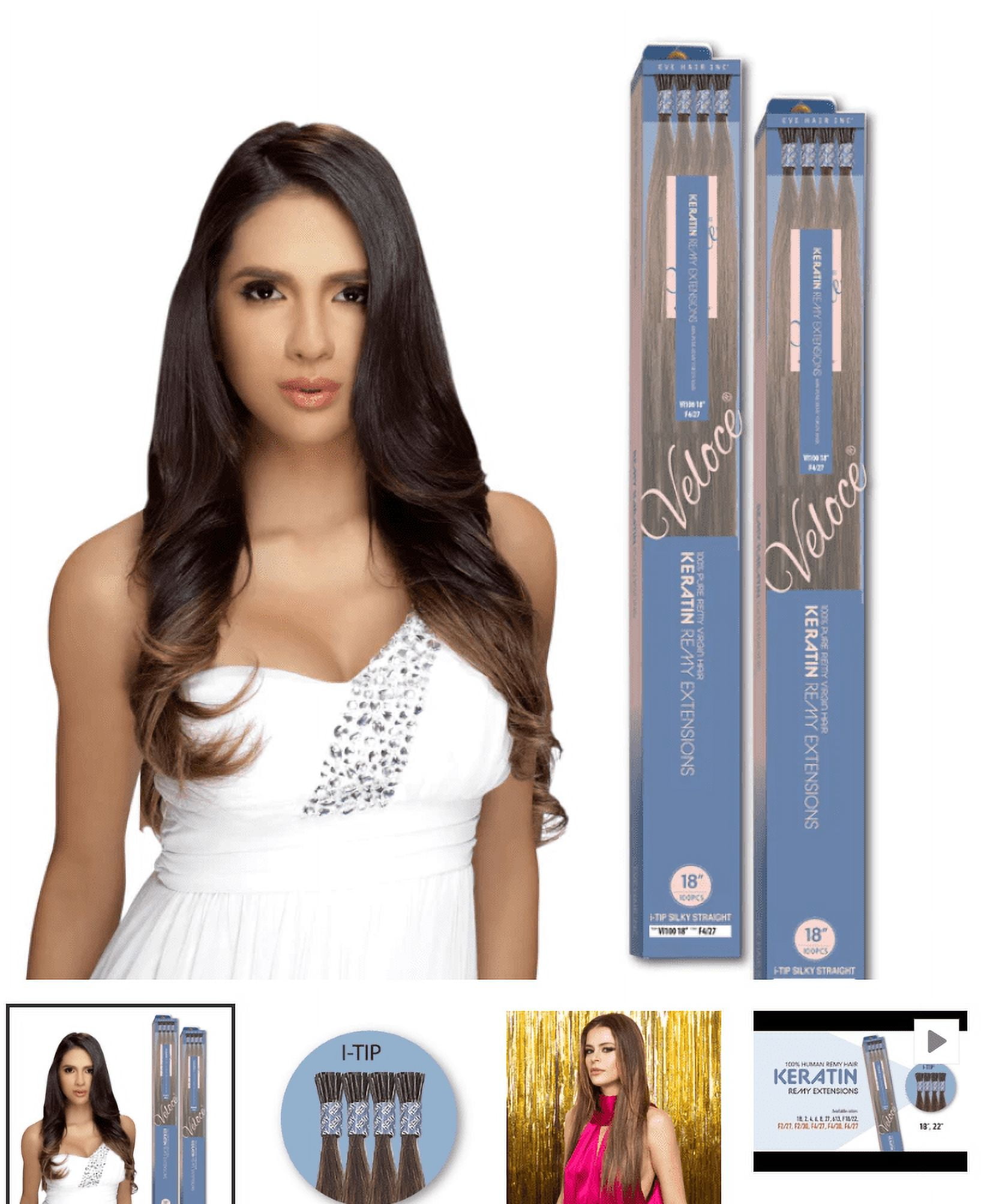 Bpolished Beauty Supply Eve Hair Velcro 100% Remy Keratin I-tip Silky Straight 18" - F4/30 ...
