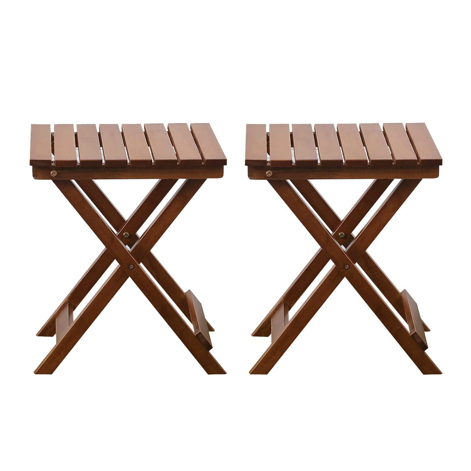 BpulsZ Adirondack Portable Wooden Folding Side Table Set of 2, Brown ...