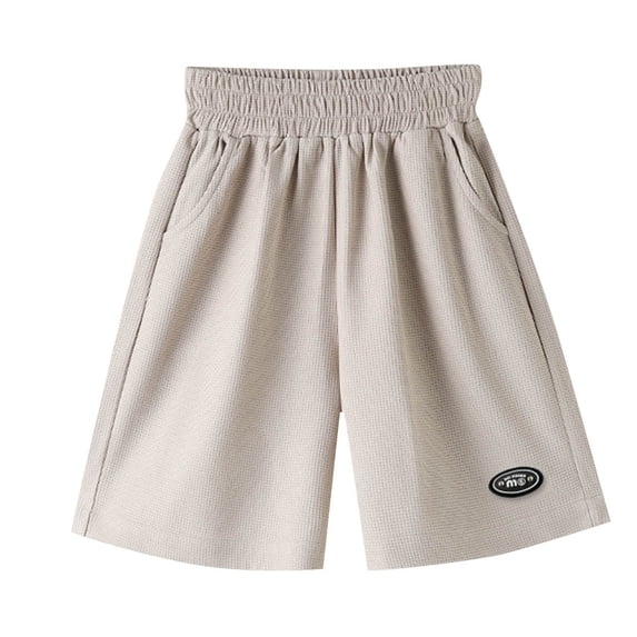Bpyeka Boys' Casual Shorts, Elastic Waist Waffle‑Textured Emblem ...