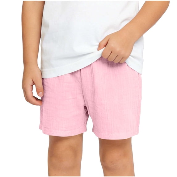 Bpyeka Boys' Cotton Linen Look Casual Shorts, Elastic Waist Breathable ...