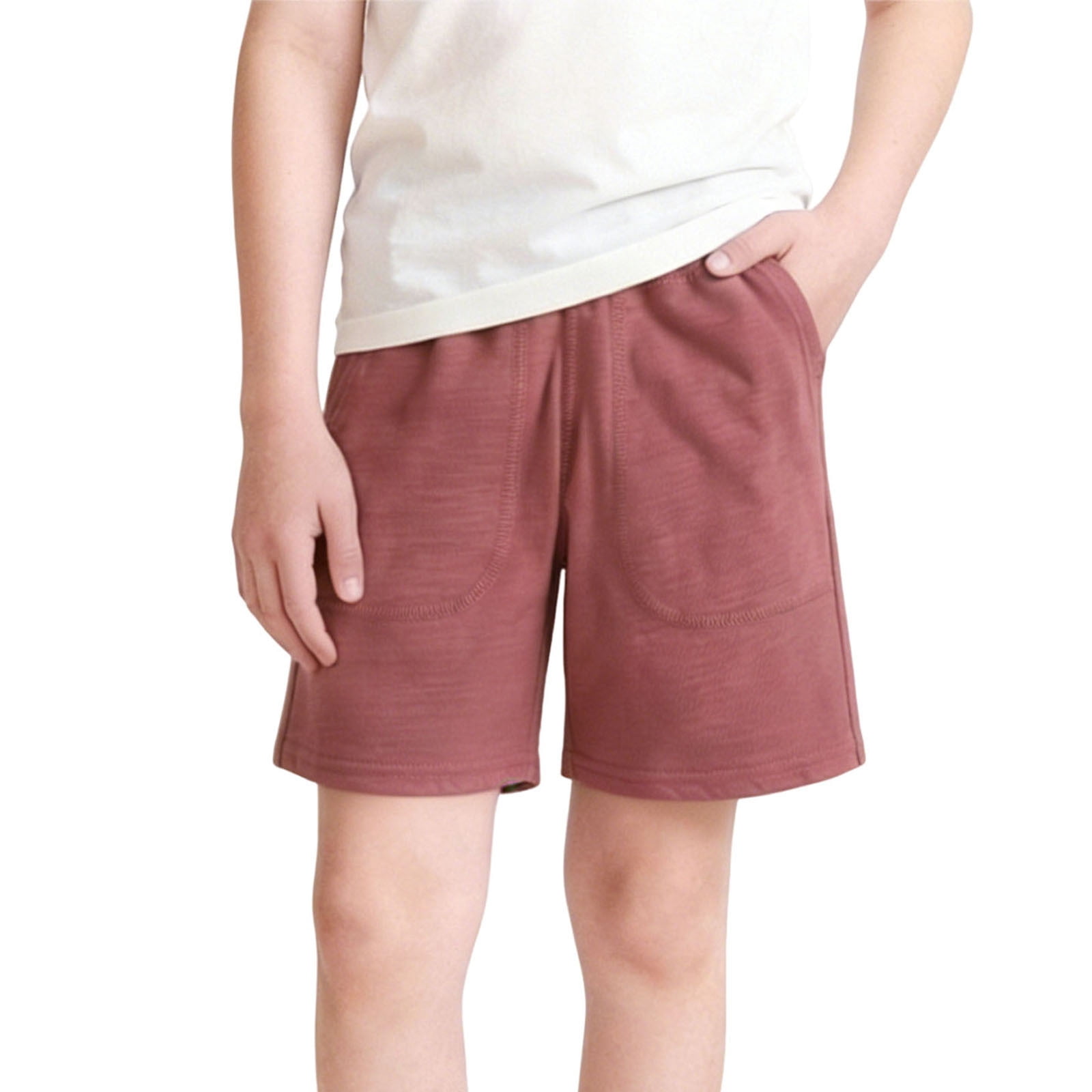 Bpyeka Boys' Thin Summer Casual Sports Shorts, Elastic Waist Inset Side ...