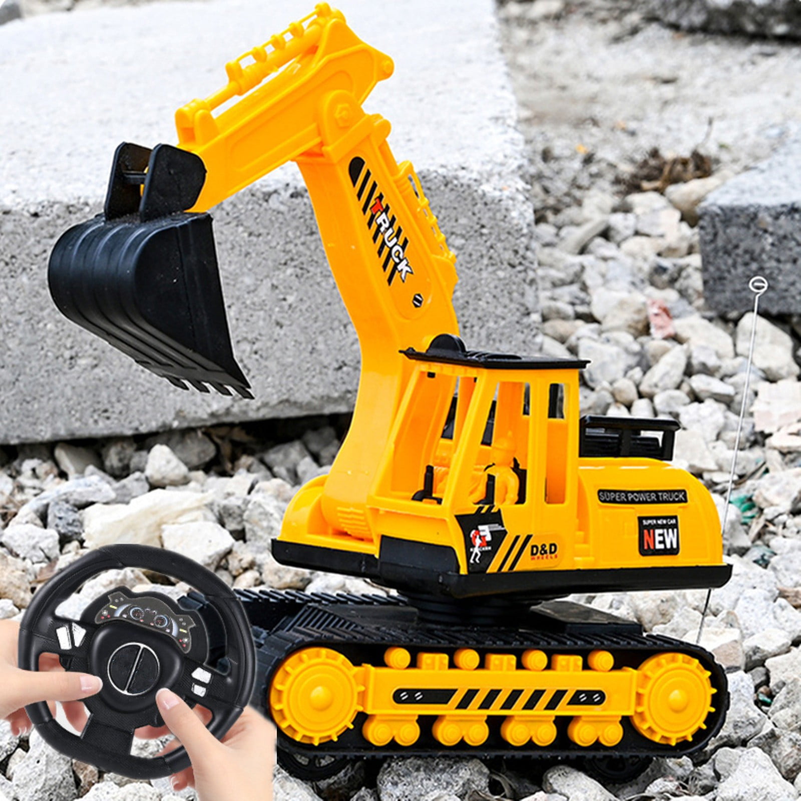 Bpyeka Children's Toy Car Two Channel Remote Control Excavator Large ...