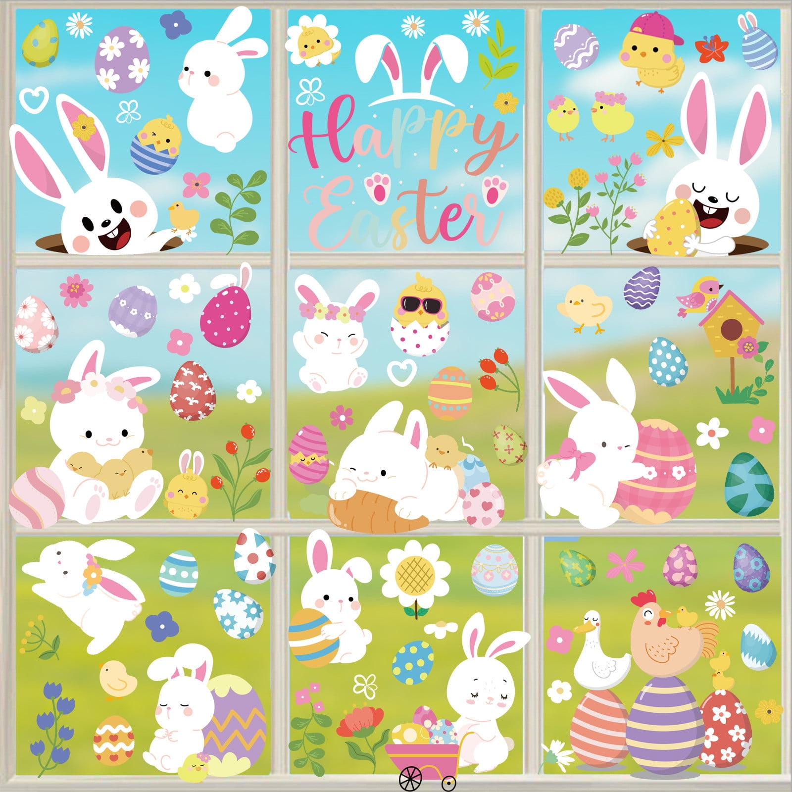 Bpyeka Easter Savings 9 Sheets of Paper About 71pcs Easter Day Stickers ...