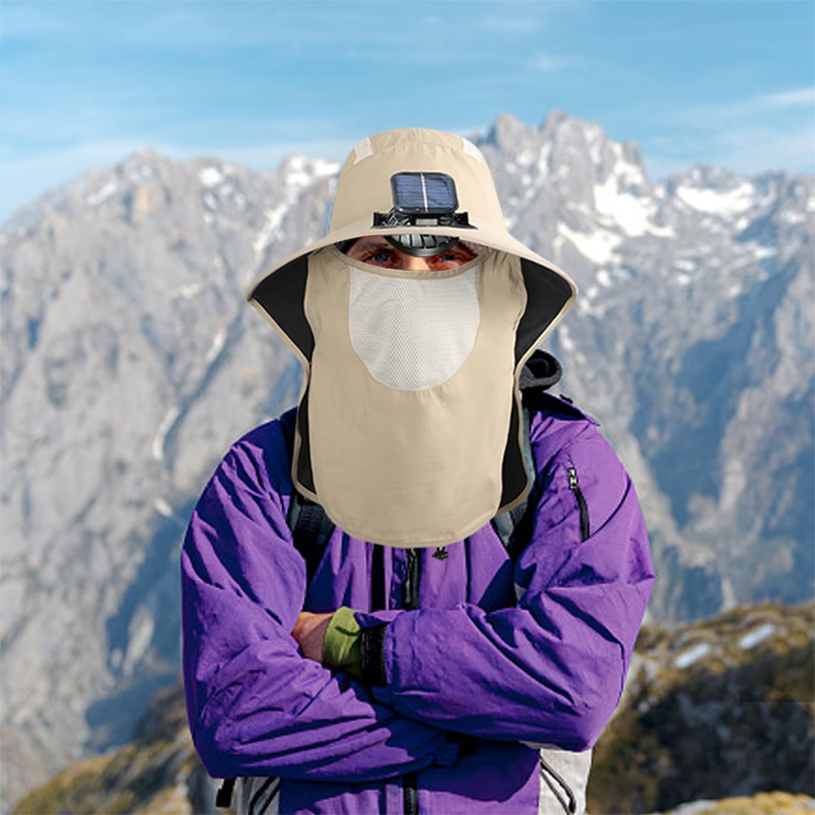 Bpyeka Fans for Home Solar-Powered Mini Fan With USB Rechargeable Battery Strong Airflow Sun Hat ...