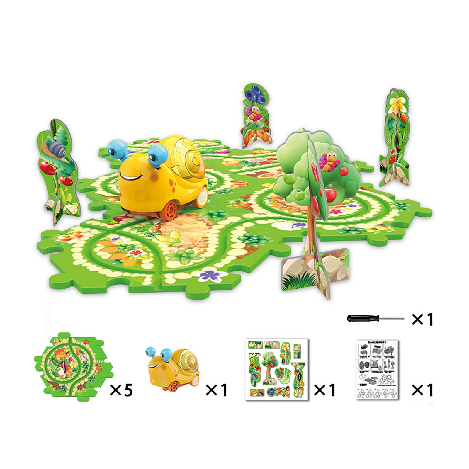 Bpyeka Insect Puzzle Track Toy Car Frees Assembly Multi-scene Plant ...