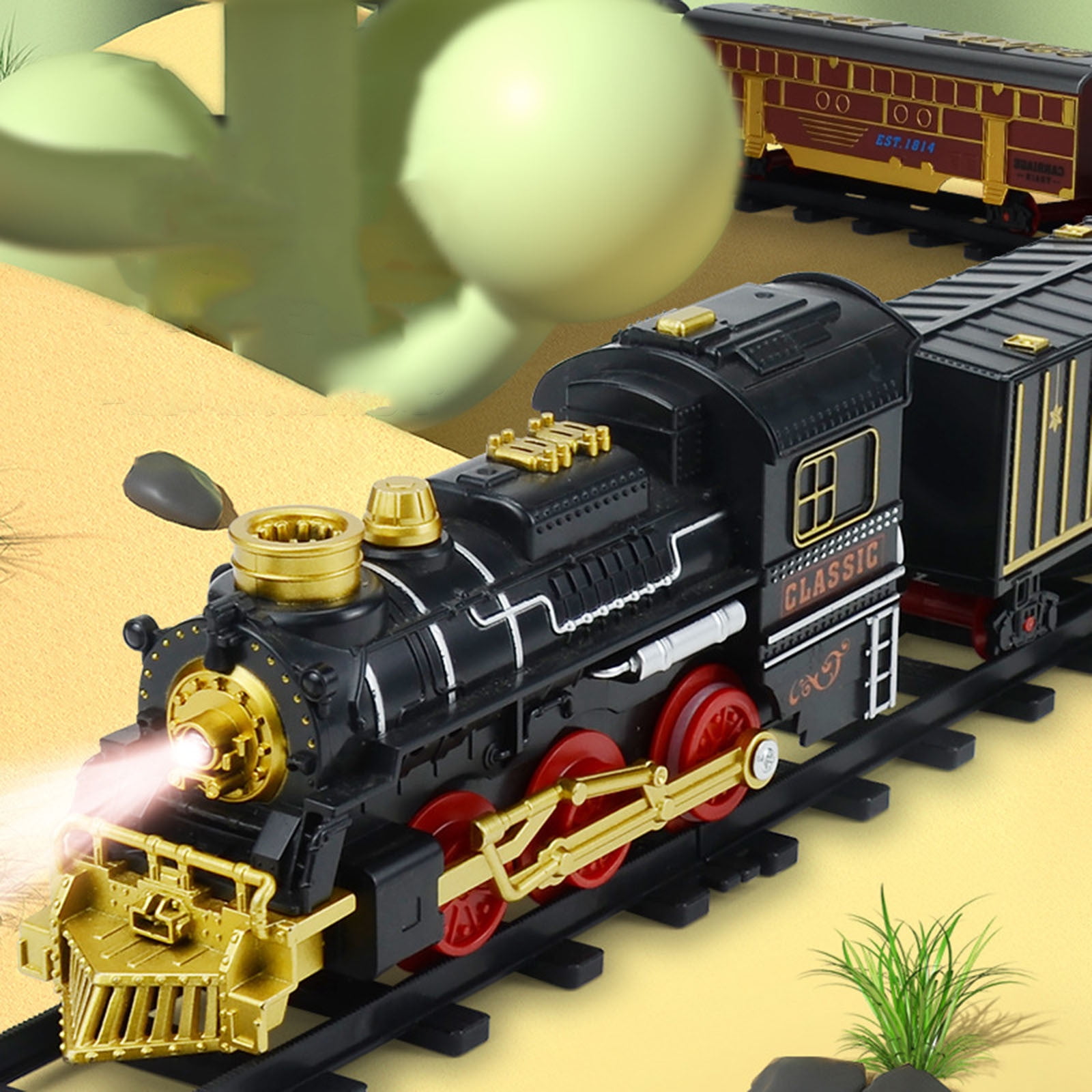 Bpyeka Kids Toys Electric Sound and Light Retro Steam Rail Train ...