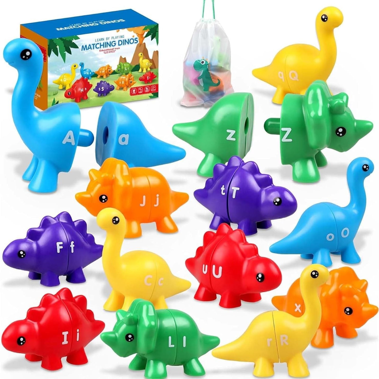 Bpyeka Learning Toys Dinosaur Toys for Boys Girls Dinosaur Alphabet ...