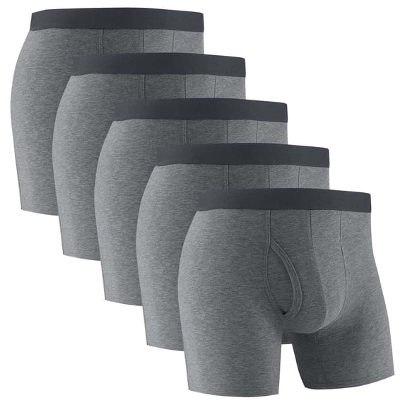 Bpyeka Men's 5-Pack Stretch Waist Rayon Boxer Briefs, Comfortable ...