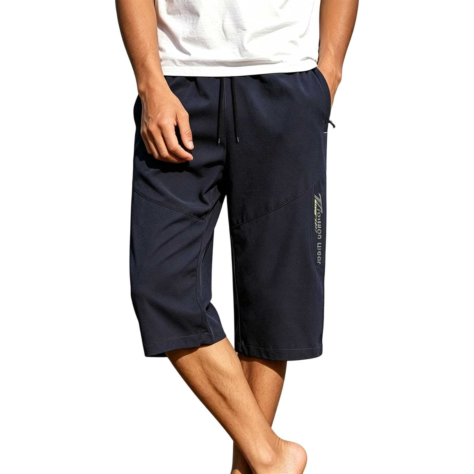 Bpyeka Men's Athletic Capri Pants Daily Wear Outdoor Hiking Travel ...
