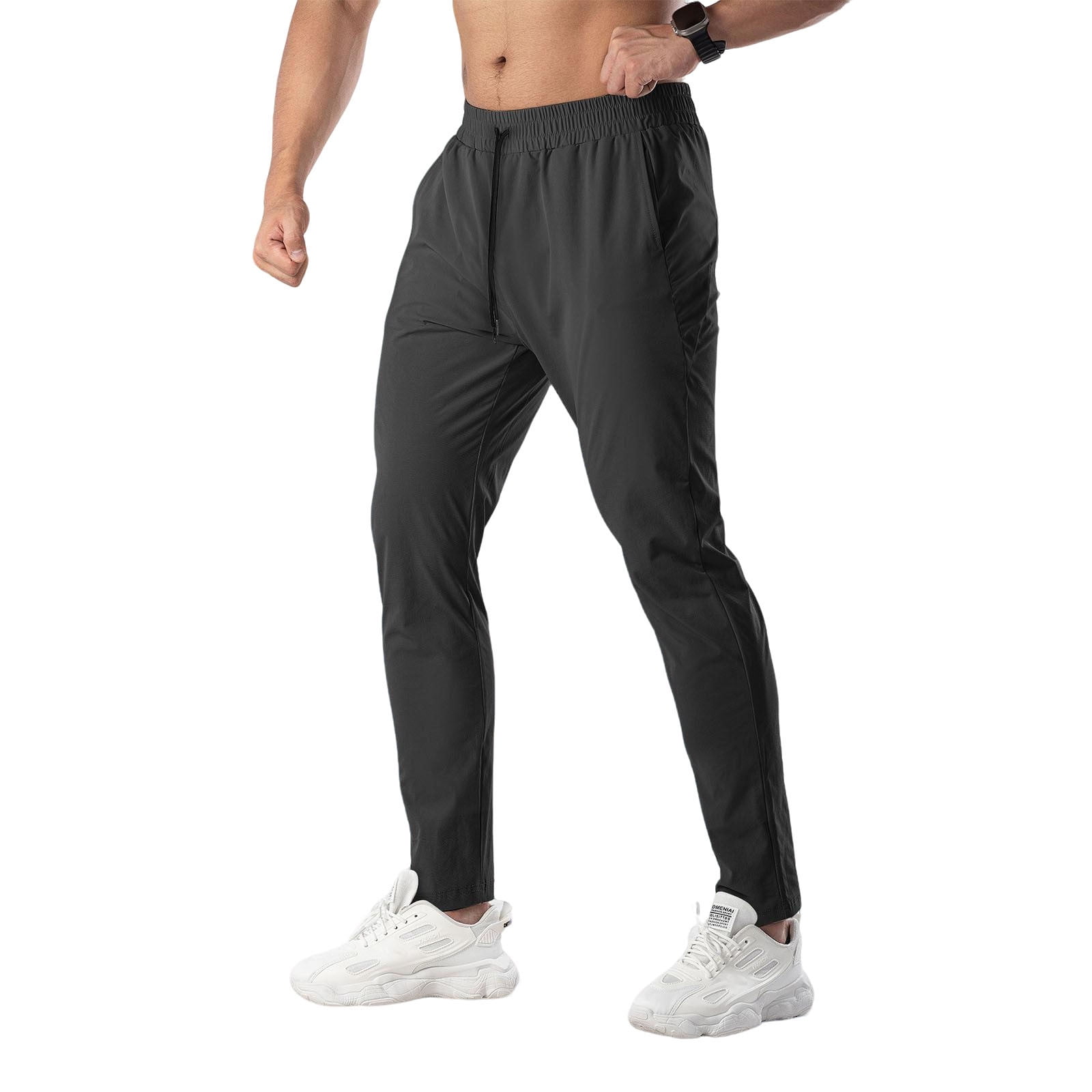 Bpyeka Men's Athletic Pants, Lightweight Drawstring Waist Pants, Quick ...