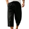 Bpyeka Men's Capri Pants Elastic Waistband with Drawstring Comfortable ...