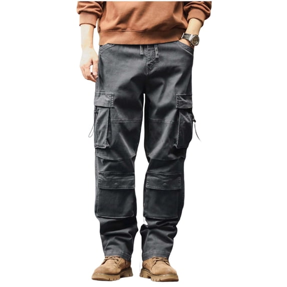 Bpyeka Men's Cargo Pants, Lightweight Drawstring Waist Cotton Blend ...