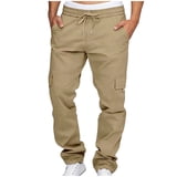 Bpyeka Men's Casual Cargo Pants, Elastic Waist Drawstring Lightweight ...