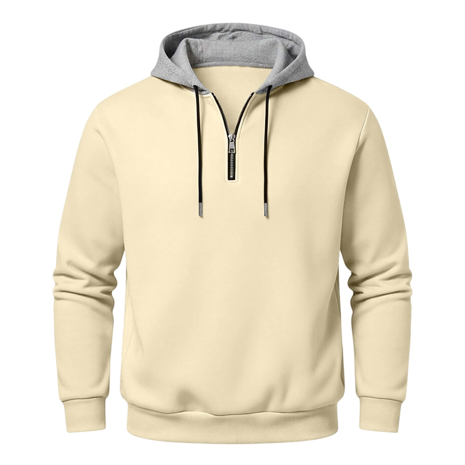 Bpyeka Men's Casual Long Sleeve Sweatshirt, Color Block Half-Zip Hooded ...